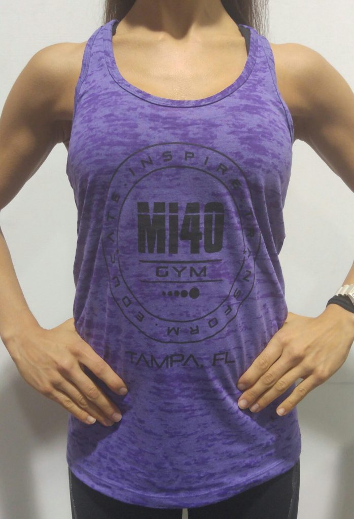 Ladies Purple Burnout MI40 Gym Tank - MI40 Gym